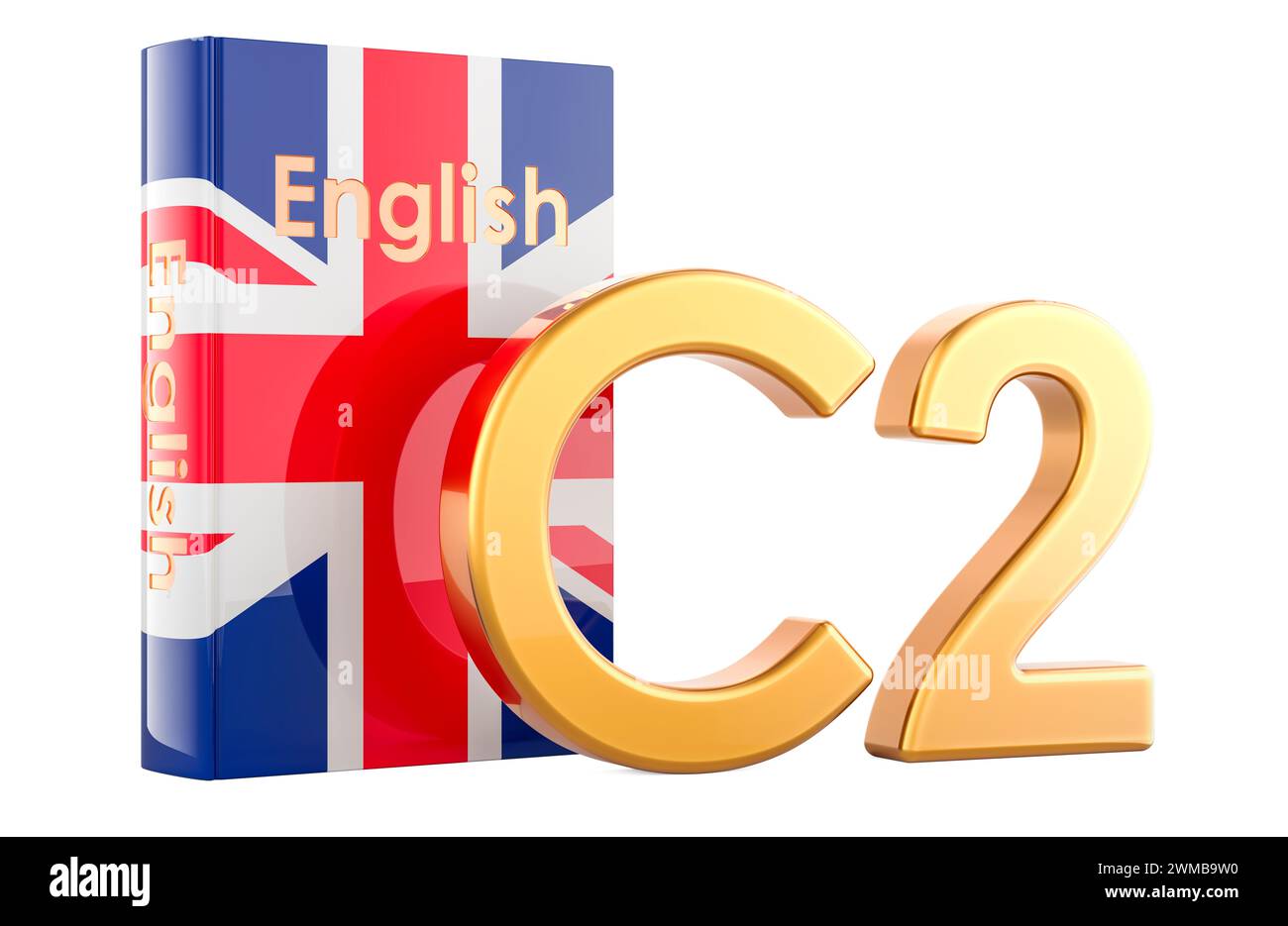 C2 English level, concept. C2 Proficiency. 3D rendering isolated on ...