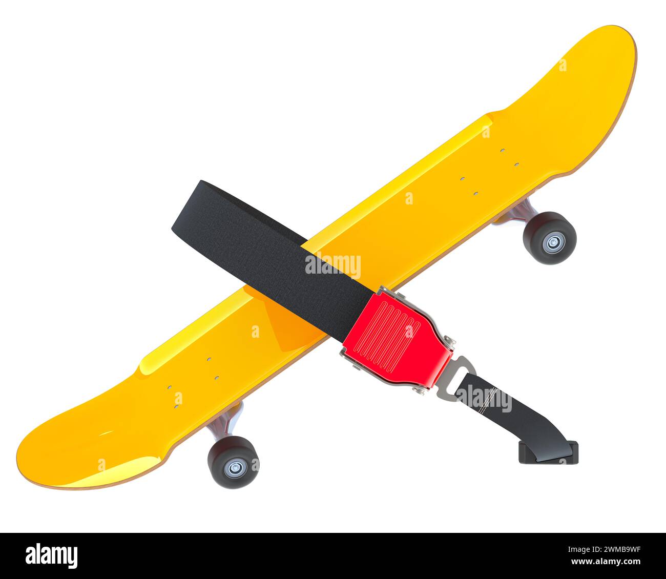 Skateboard with safety belt, 3D rendering isolated on white background ...