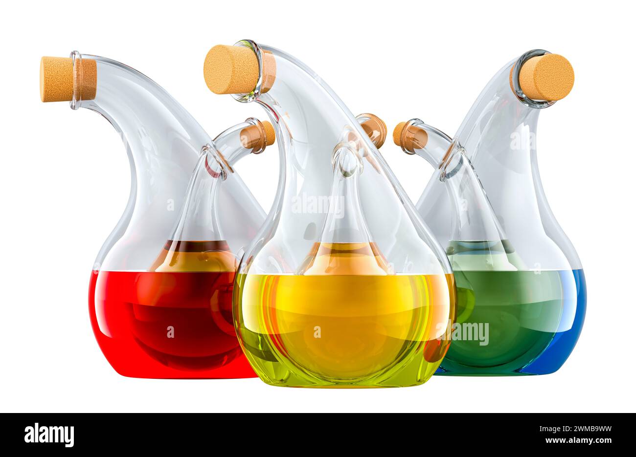 Set of Double Layer Bottles 2 in 1. For Sauce, Oil or Vinegar. 3D ...