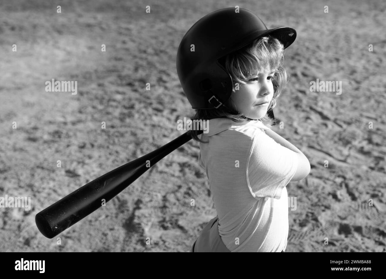 Child playing Baseball. Batter in youth league getting a hit. Boy kid ...
