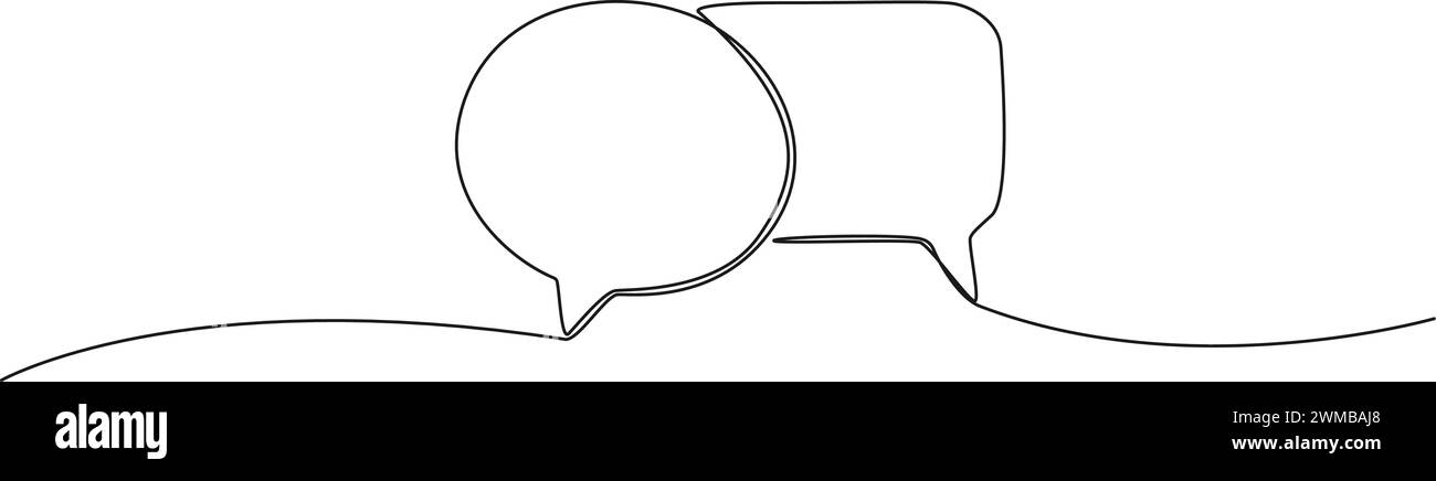 continuous single line drawing of speech bubbles, line art vector illustration Stock Vector ...