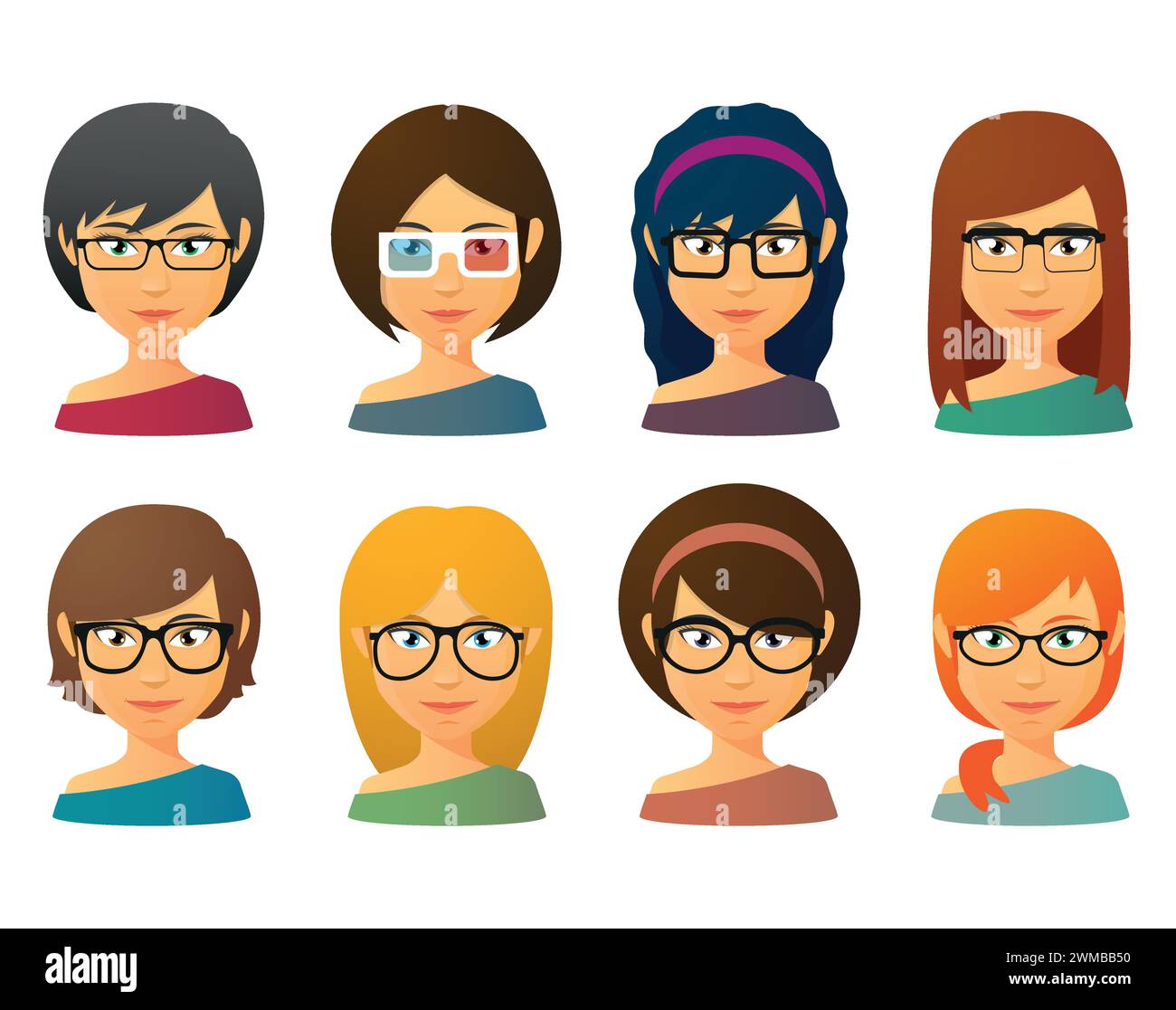 People avatar set People colourful flat style vector illustration set ...