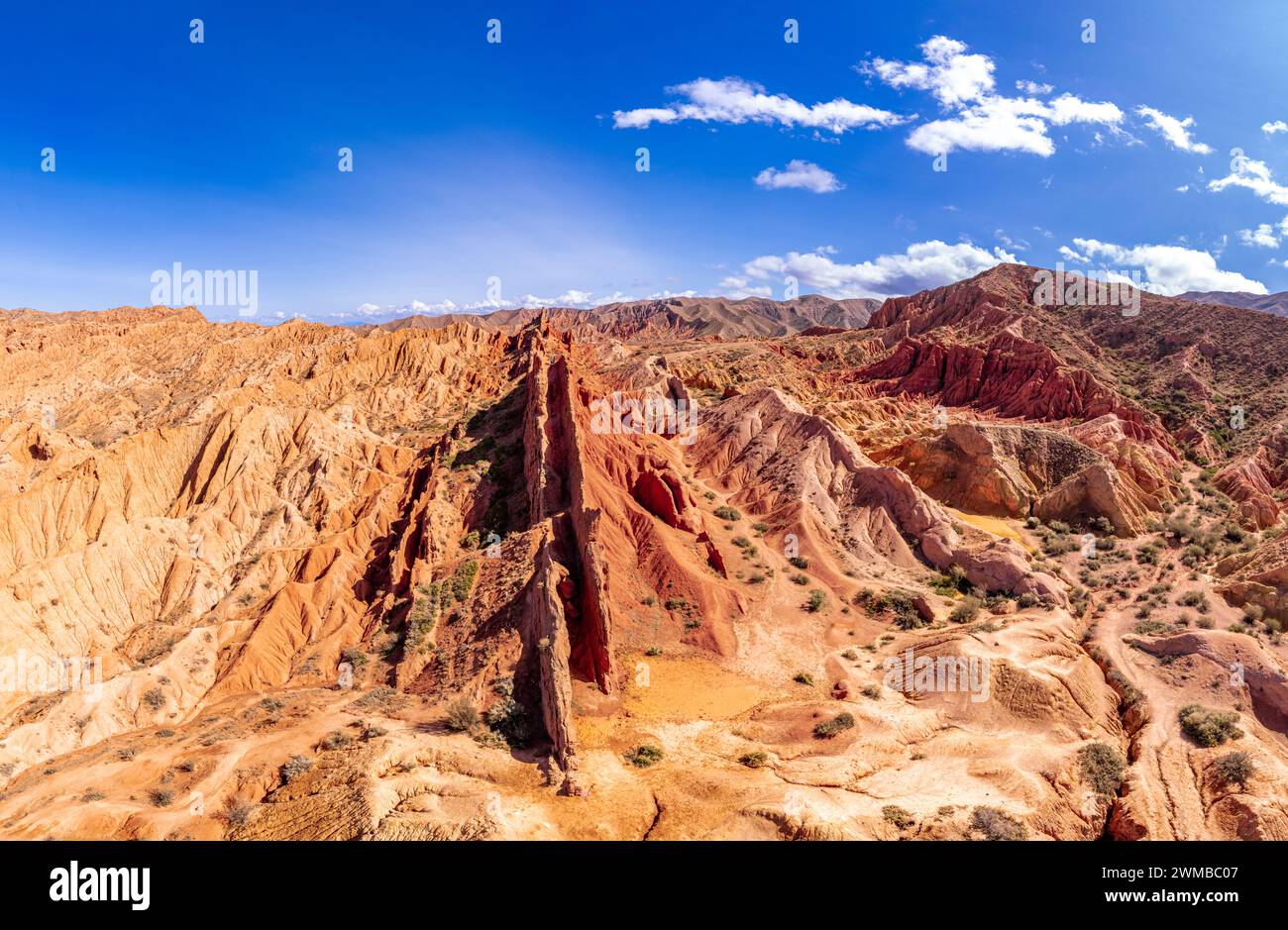 Aerial Top View To Beautiful Landscape Of Skazka Canyon Rocks Fairy