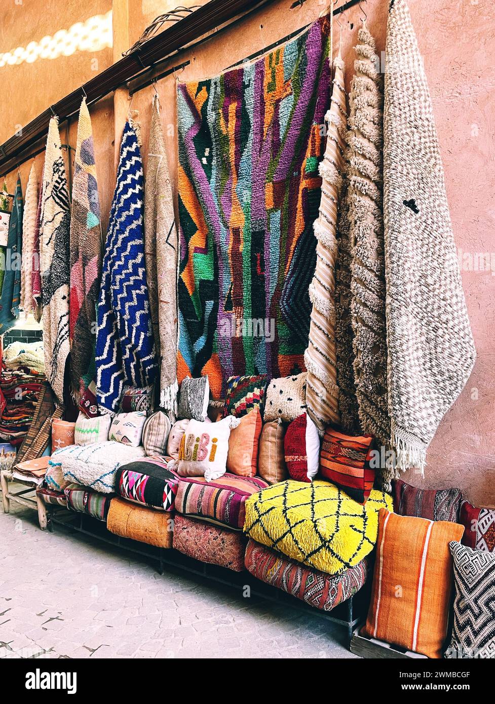 fabric shop in the marketplace of Marrakech , Morocco Stock Photo - Alamy