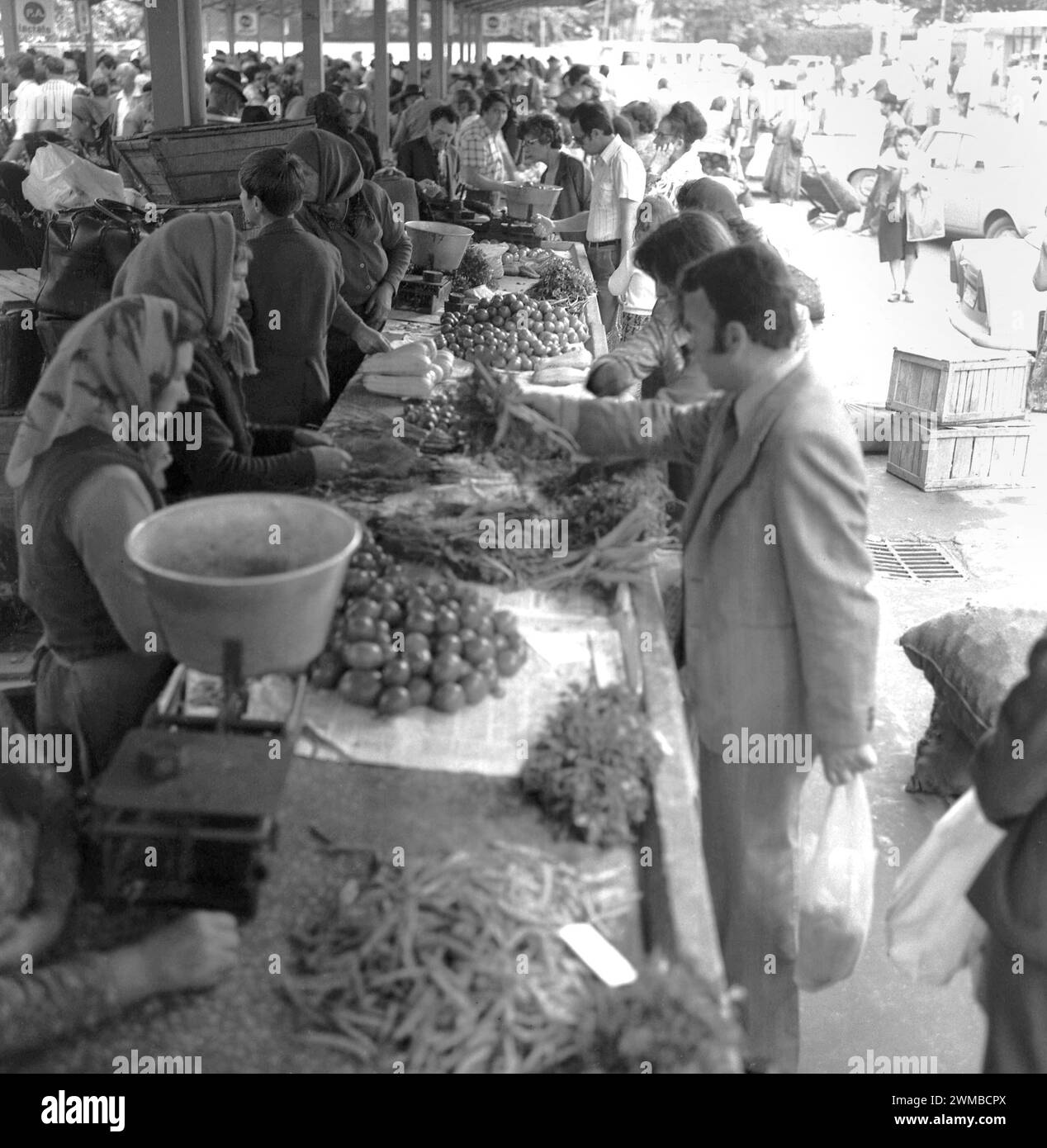 Scene in the largest farmer's market in downtown Bucharest, Romania ...