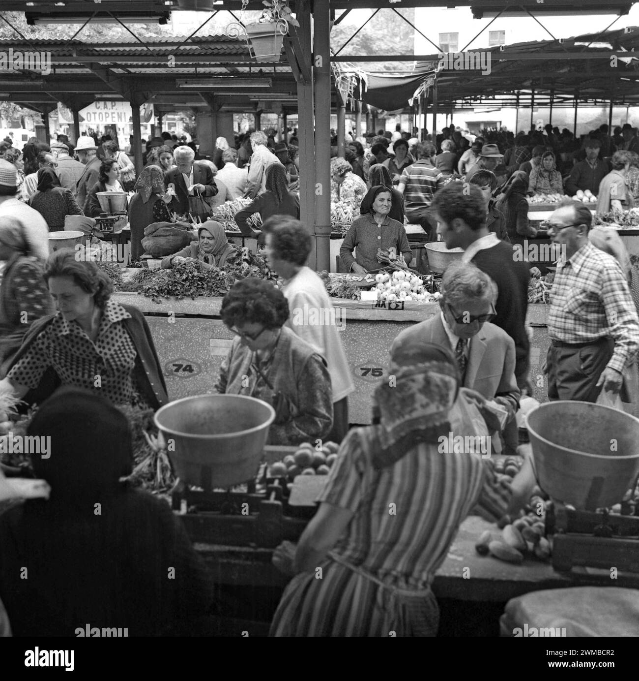 Scene in the largest farmer's market in downtown Bucharest, Romania ...