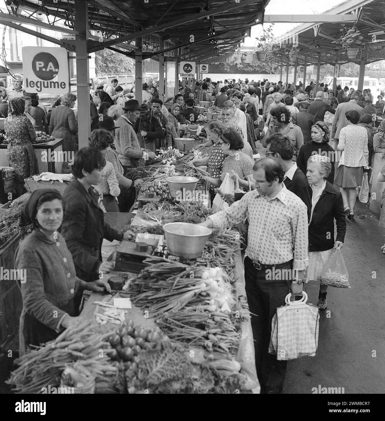 Scene in the largest farmer's market in downtown Bucharest, Romania ...
