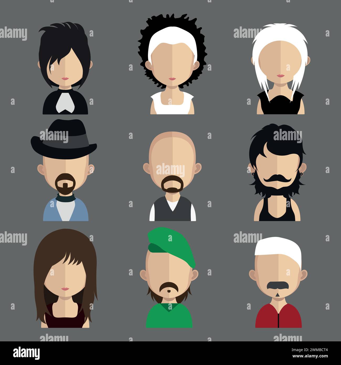 People avatars Multiethnic human portraits User profiles Hand drawn ...