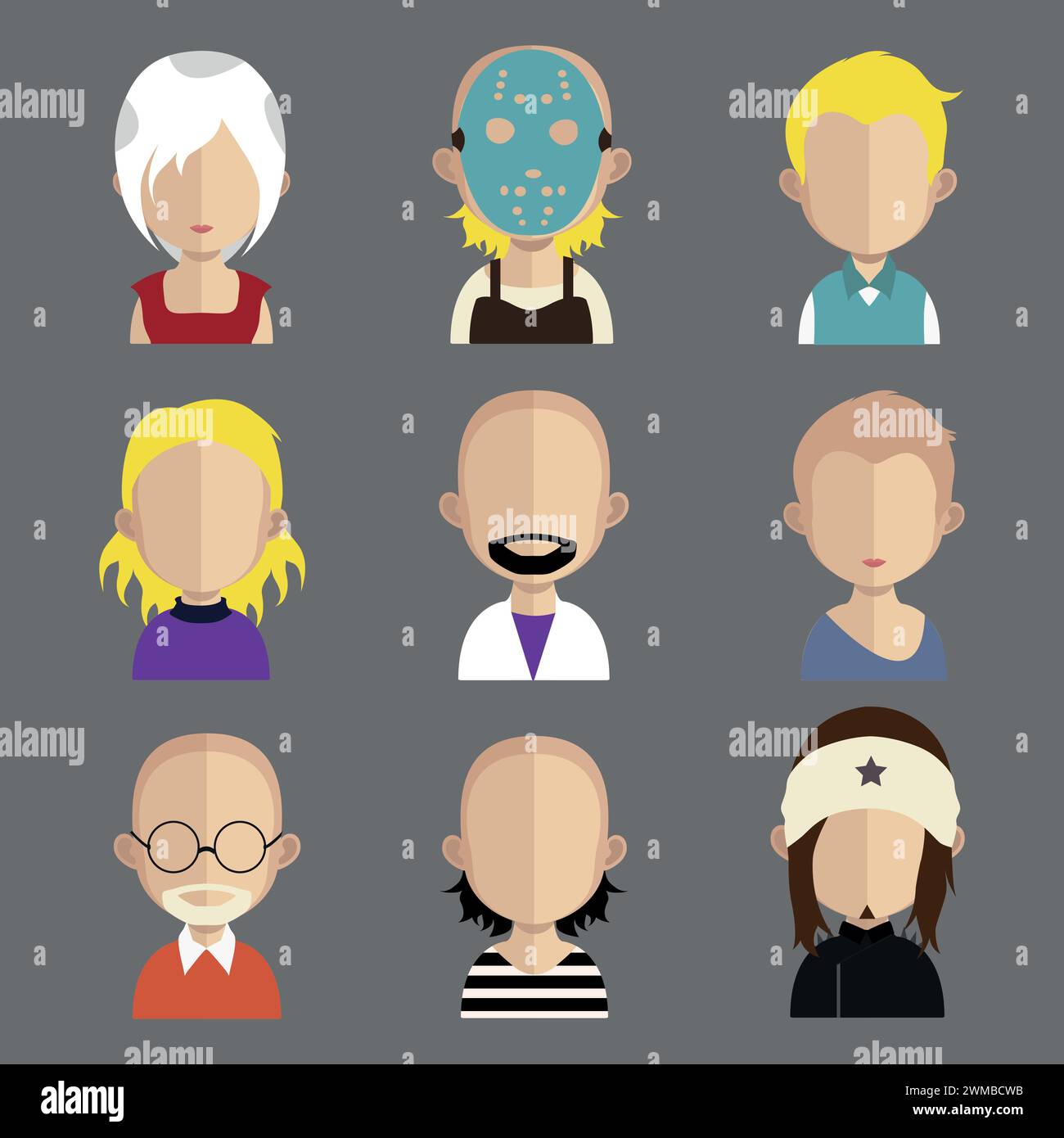 People avatars Multiethnic human portraits User profiles Hand drawn ...