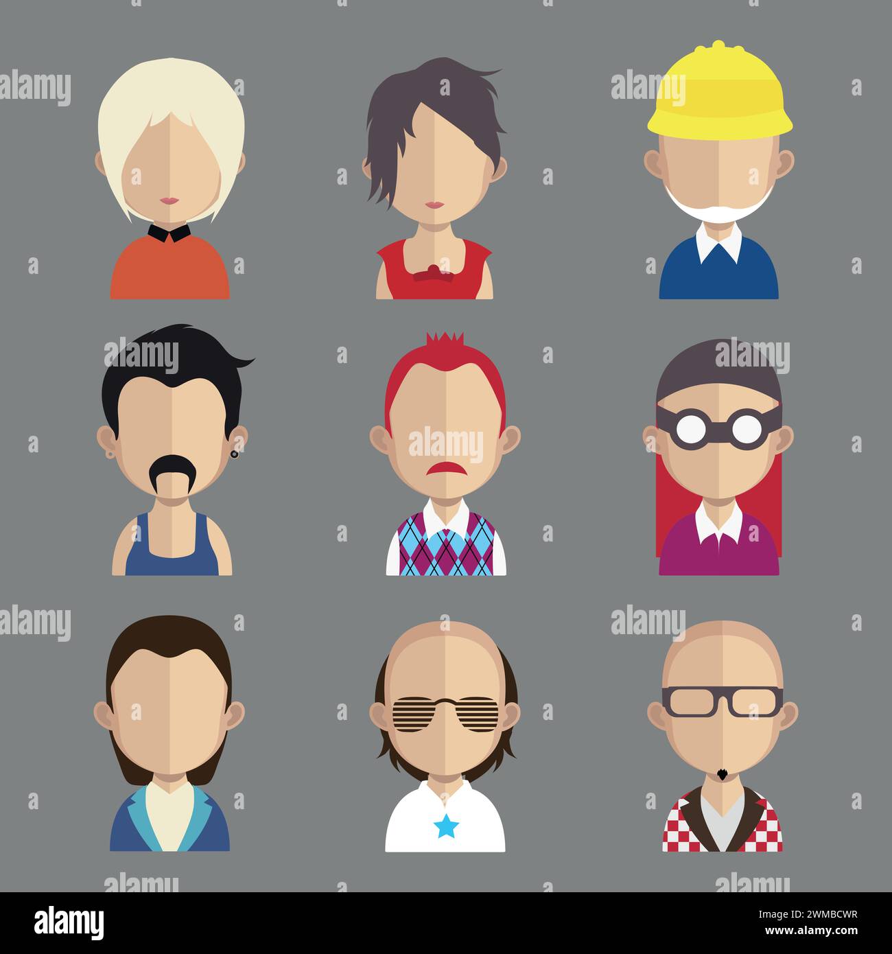 People avatars Multiethnic human portraits User profiles Hand drawn ...