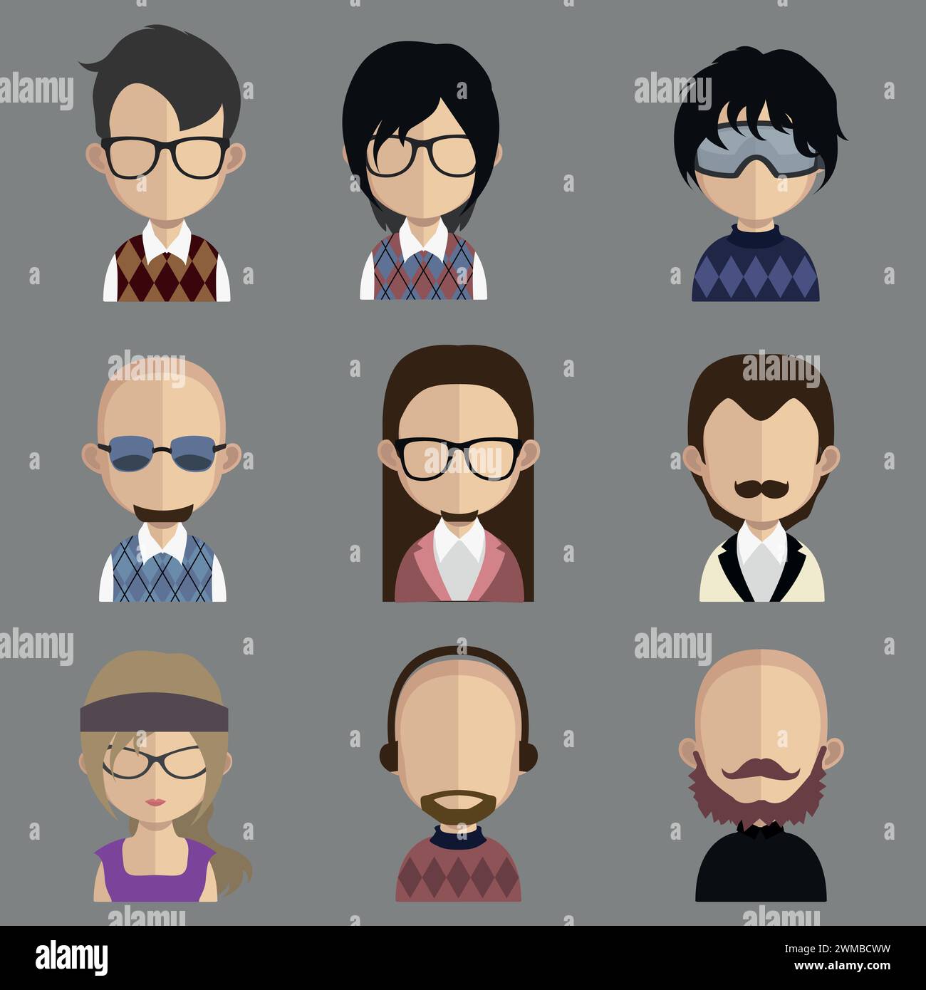 People avatars Multiethnic human portraits User profiles Hand drawn ...