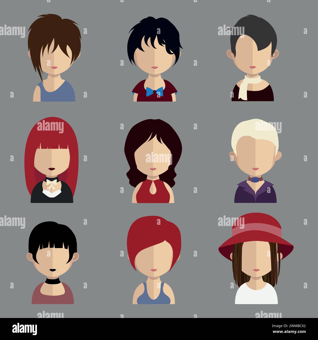 People avatars Multiethnic human portraits User profiles Hand drawn ...