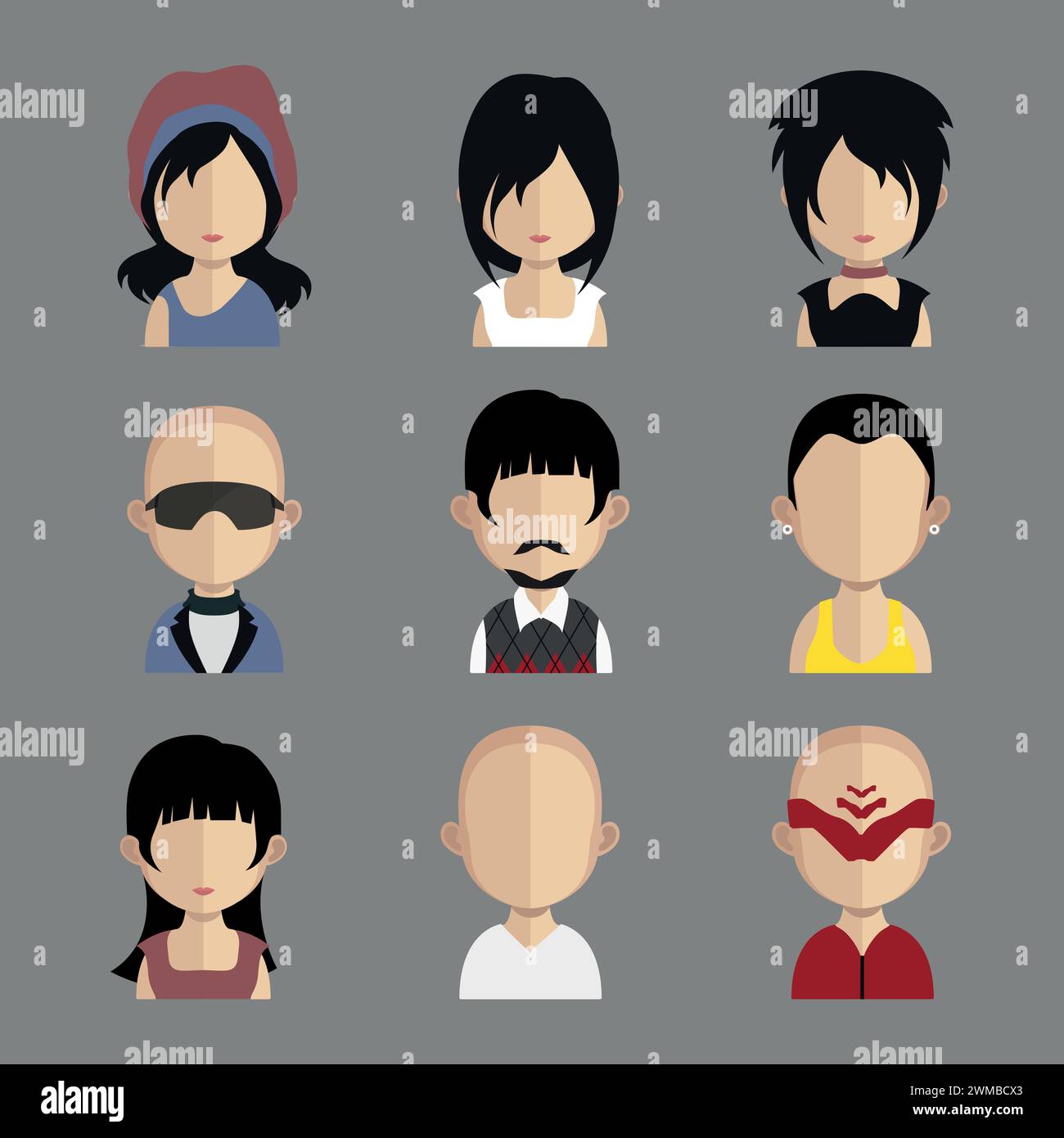 People avatars Multiethnic human portraits User profiles Hand drawn ...