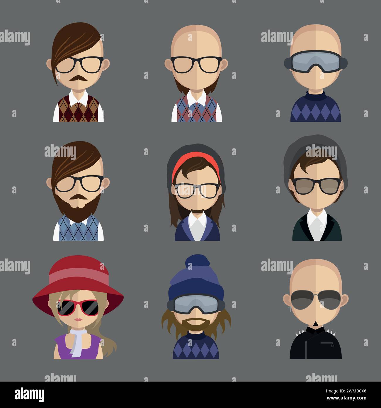 People avatars Multiethnic human portraits User profiles Hand drawn ...