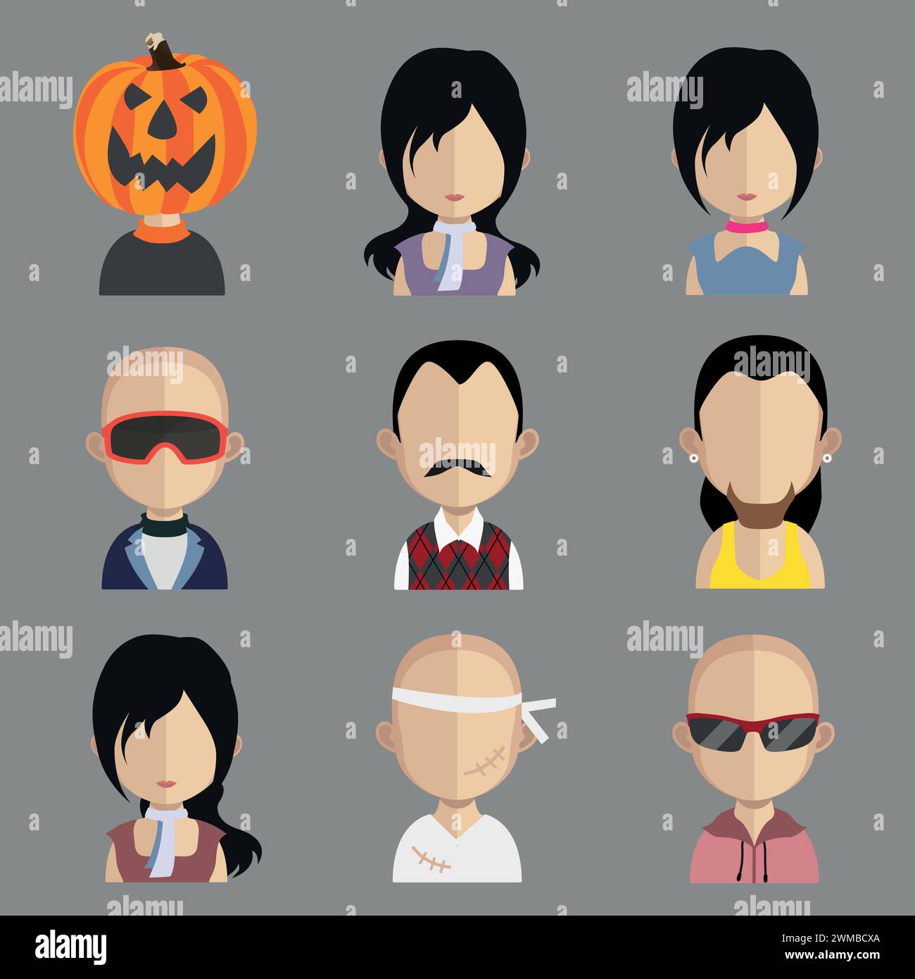 People avatars Multiethnic human portraits User profiles Hand drawn ...