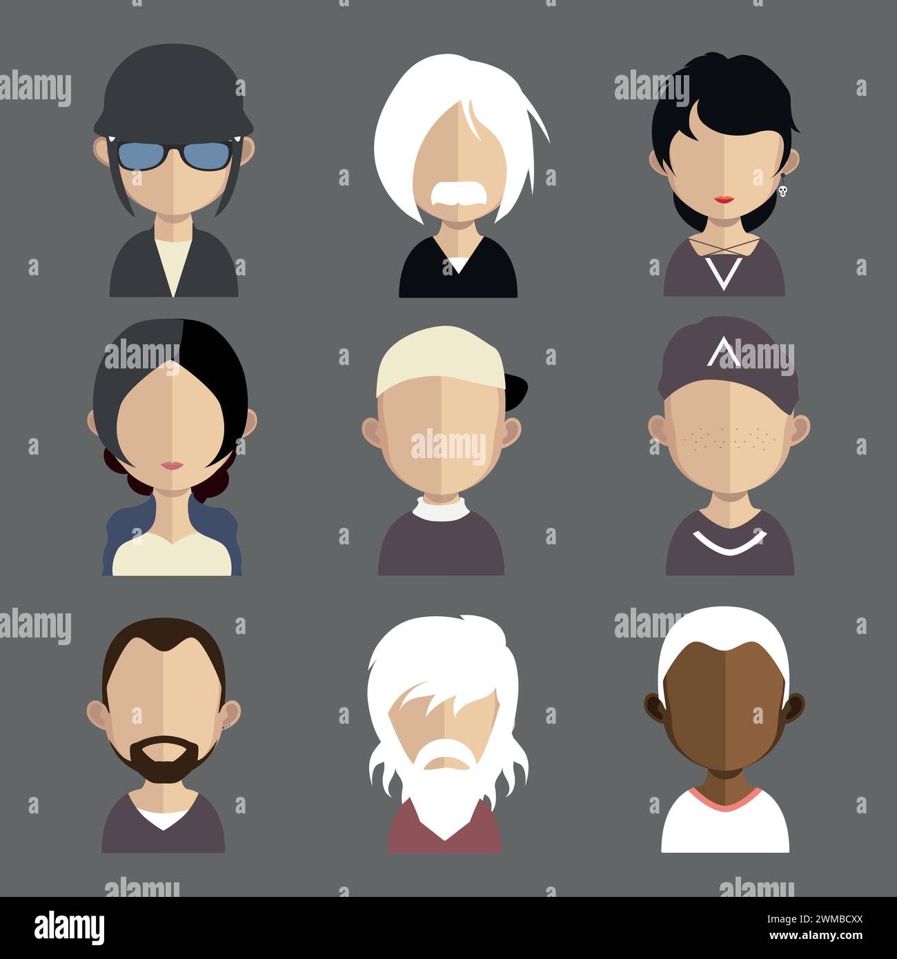 People avatars Multiethnic human portraits User profiles Hand drawn ...