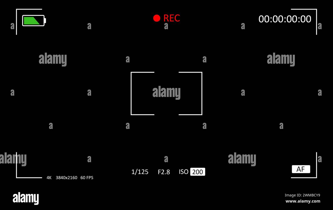 Camera recording screen overlay. Timecode and recording indicator ...