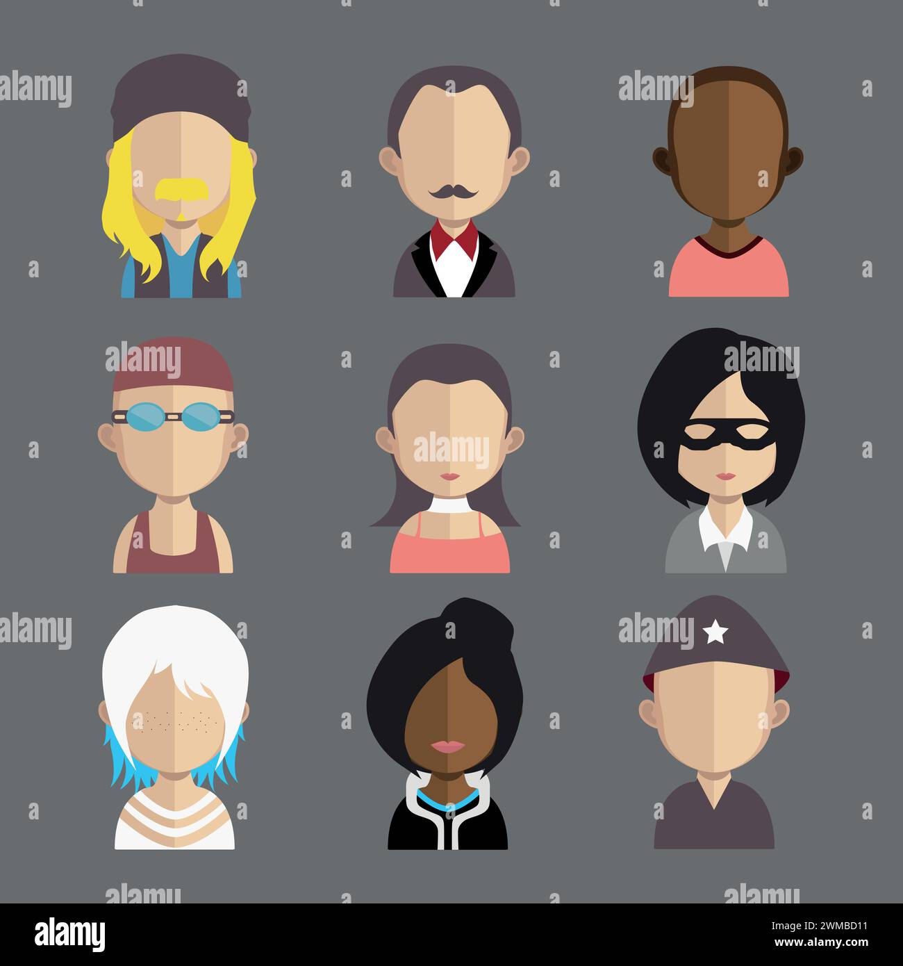 People avatars Multiethnic human portraits User profiles Hand drawn ...