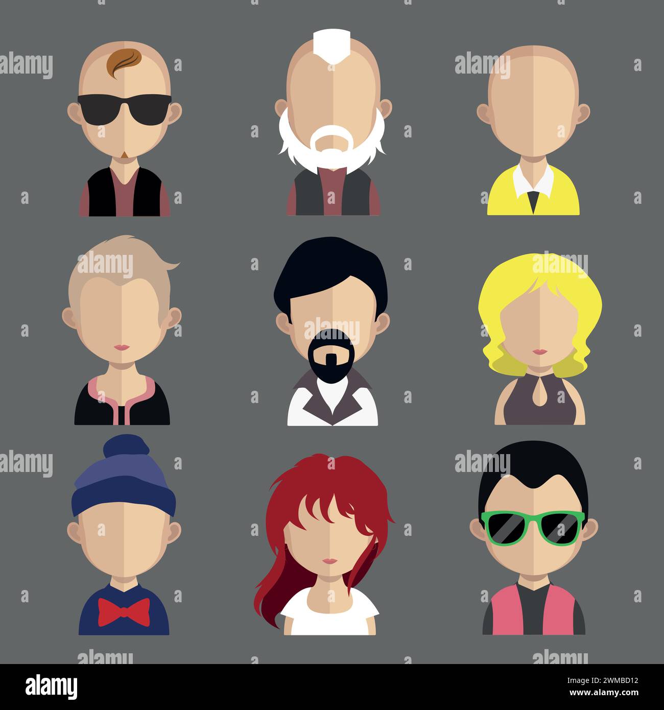 People avatars Multiethnic human portraits User profiles Hand drawn ...