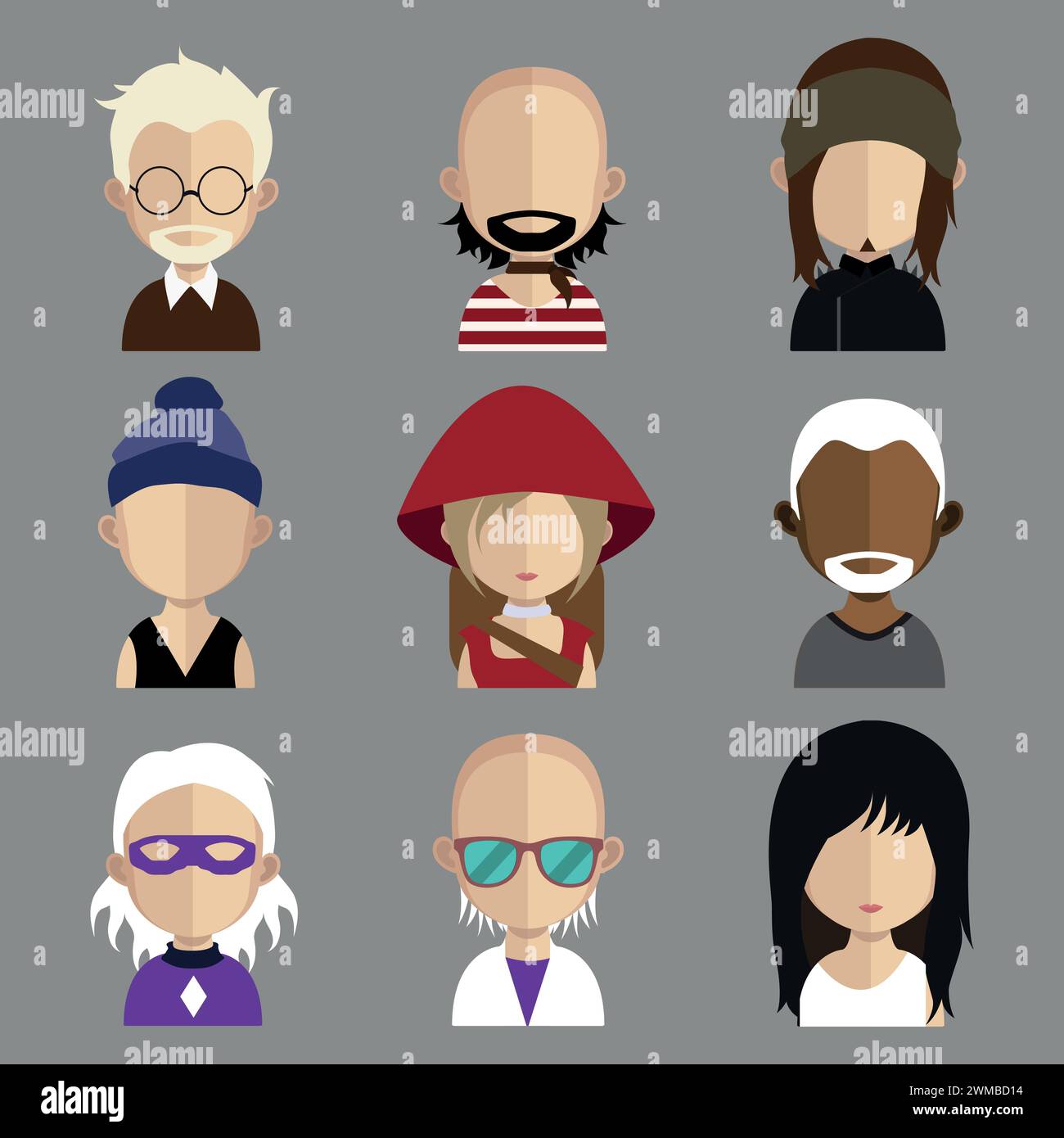 People avatars Multiethnic human portraits User profiles Hand drawn ...