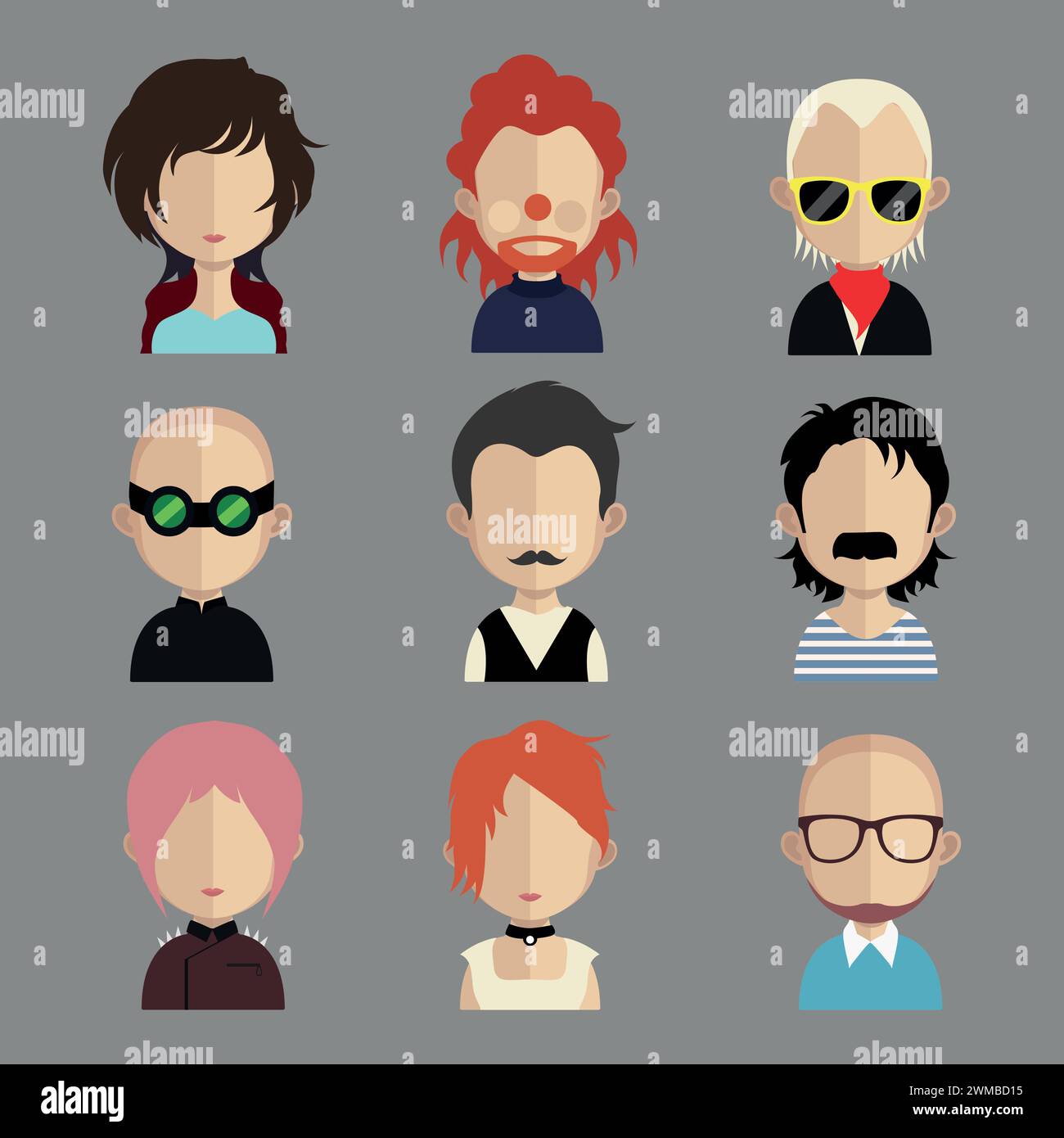 People avatars Multiethnic human portraits User profiles Hand drawn ...