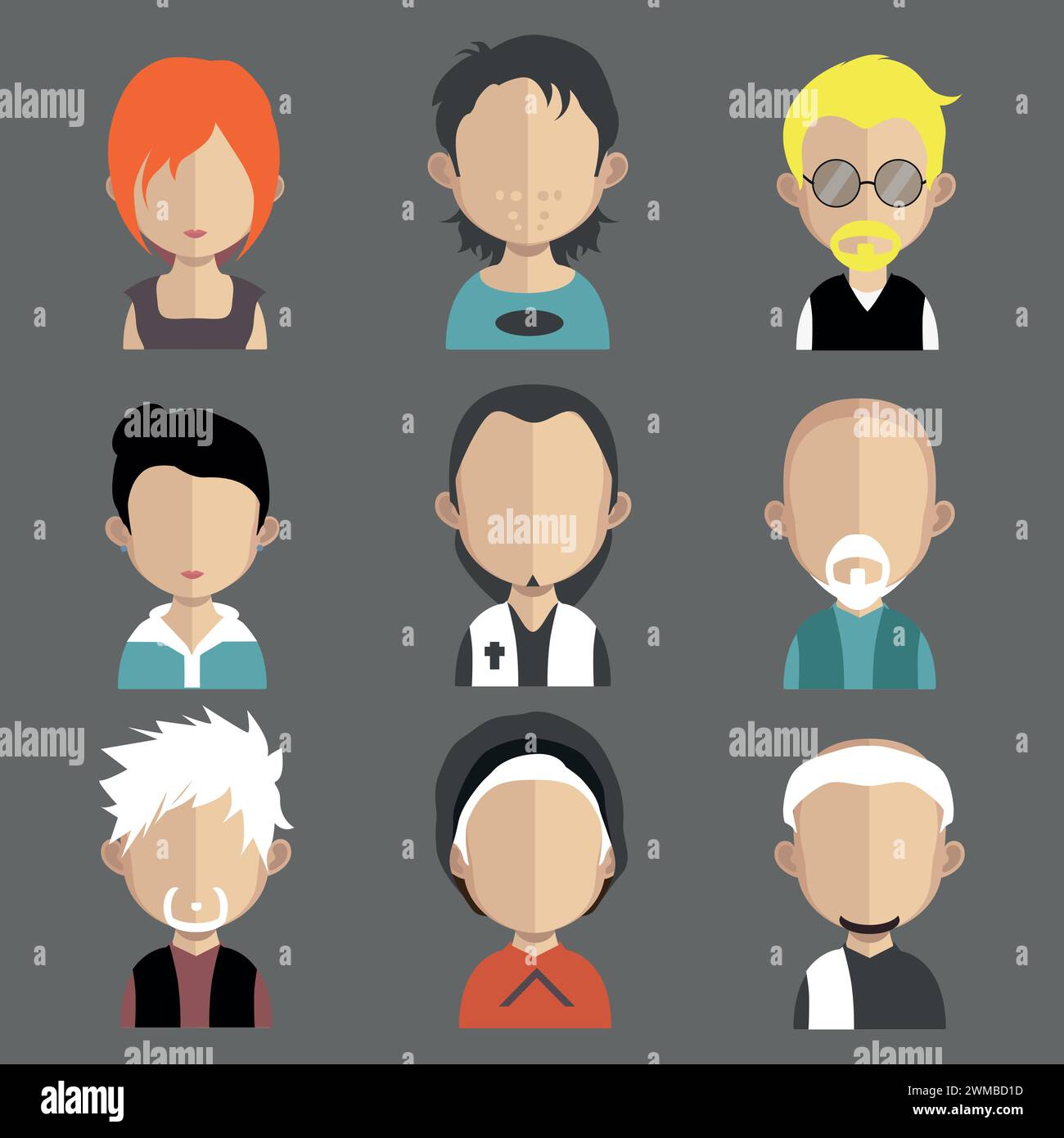 People avatars Multiethnic human portraits User profiles Hand drawn ...