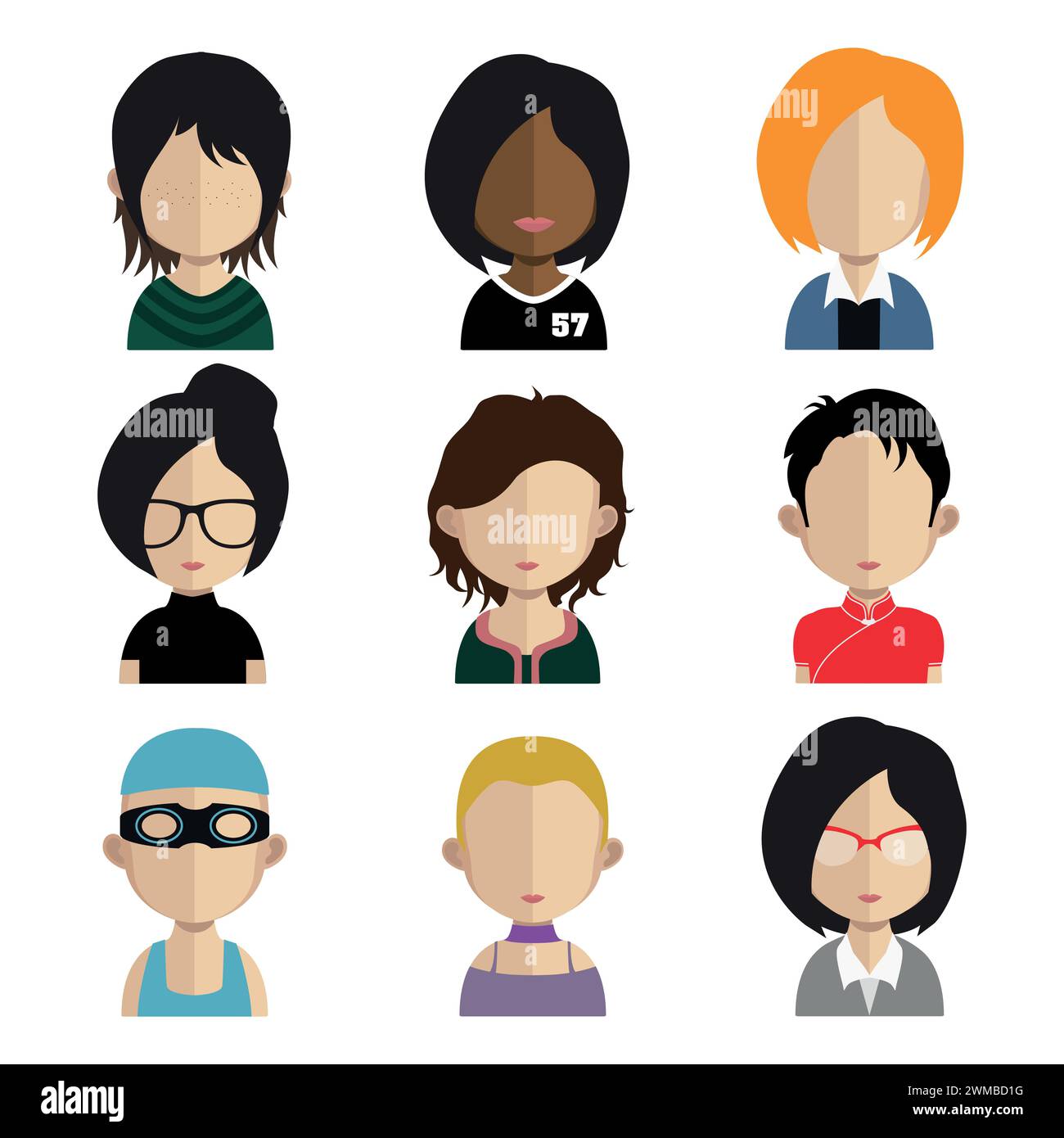 People avatars Multiethnic human portraits User profiles Hand drawn ...