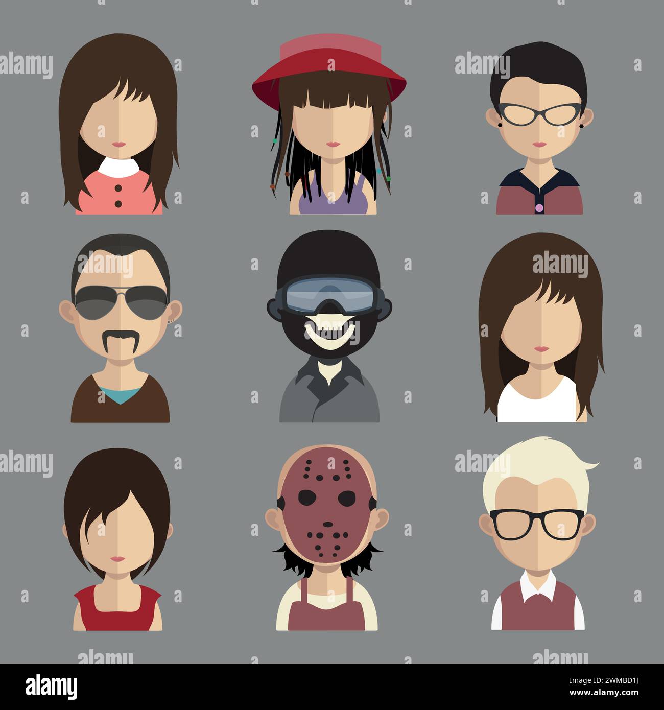 People avatars Multiethnic human portraits User profiles Hand drawn ...