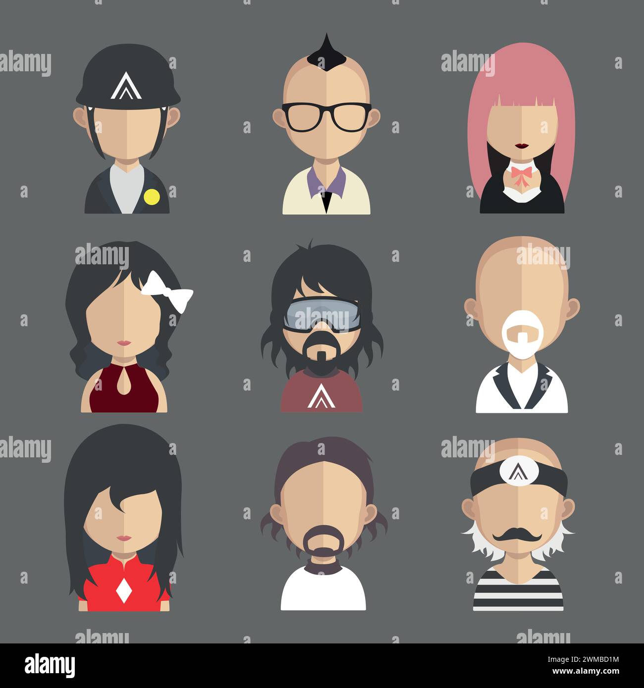 People avatars Multiethnic human portraits User profiles Hand drawn ...