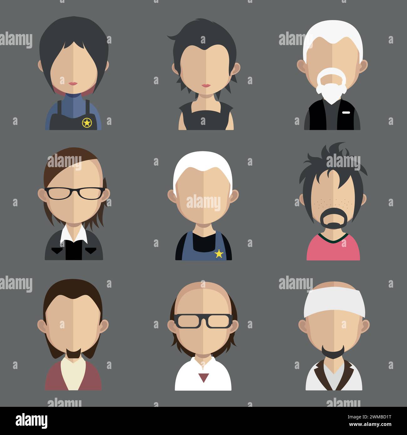 People avatars Multiethnic human portraits User profiles Hand drawn ...