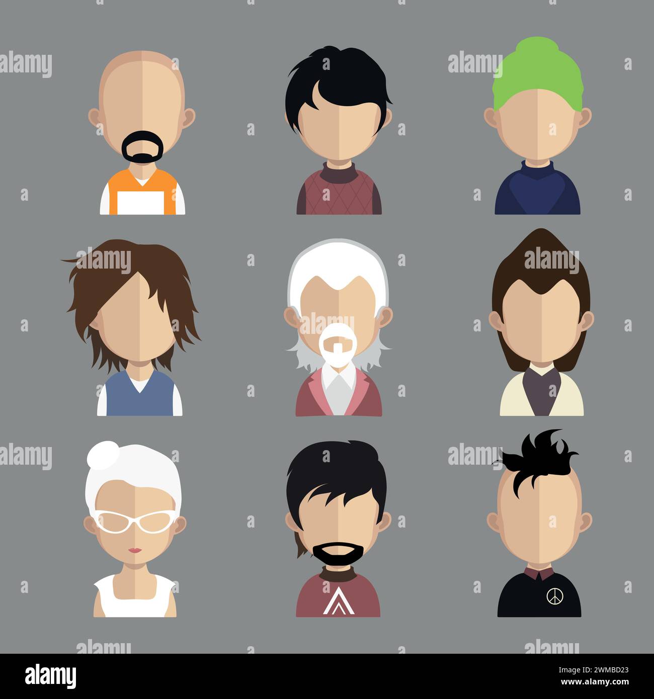 People avatars Multiethnic human portraits User profiles Hand drawn ...