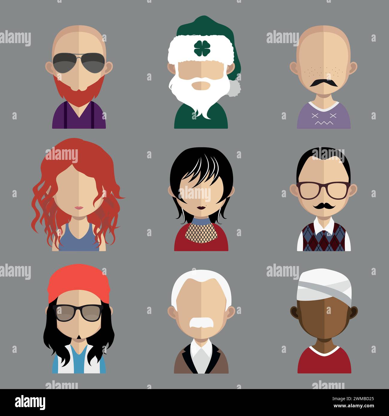 People avatars Multiethnic human portraits User profiles Hand drawn ...