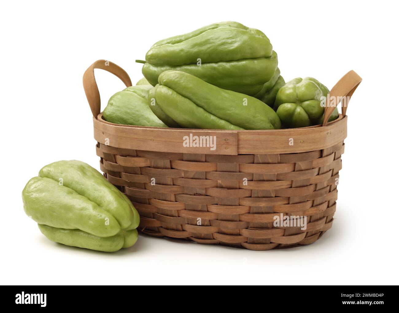 Chayote on a white background Stock Photo - Alamy