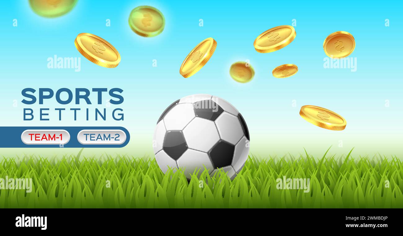 Socker sports betting. Sport field with grass, football ball and ...