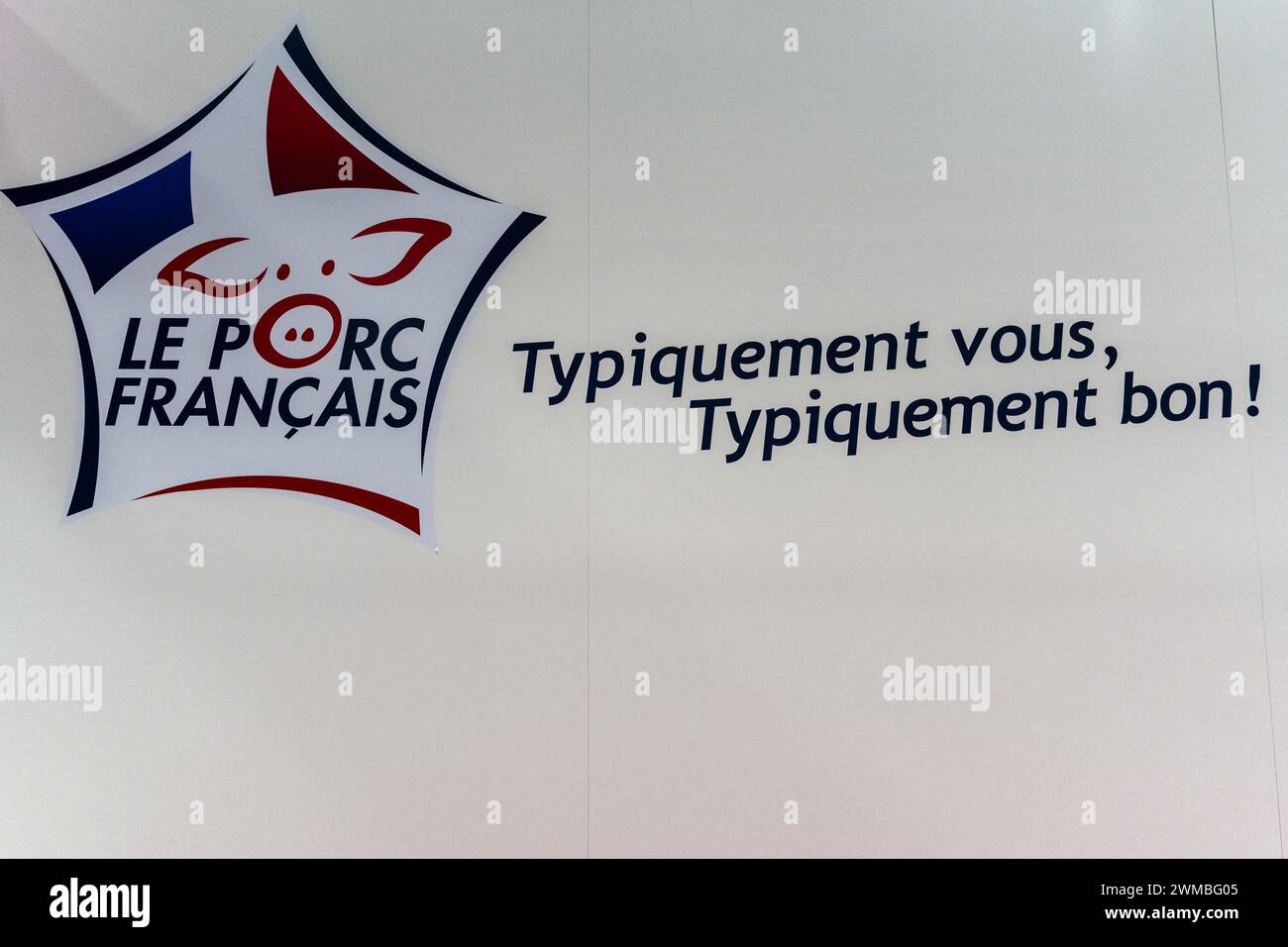 Paris, France. 24th Feb, 2024. The logo of the French Pork brand (le ...