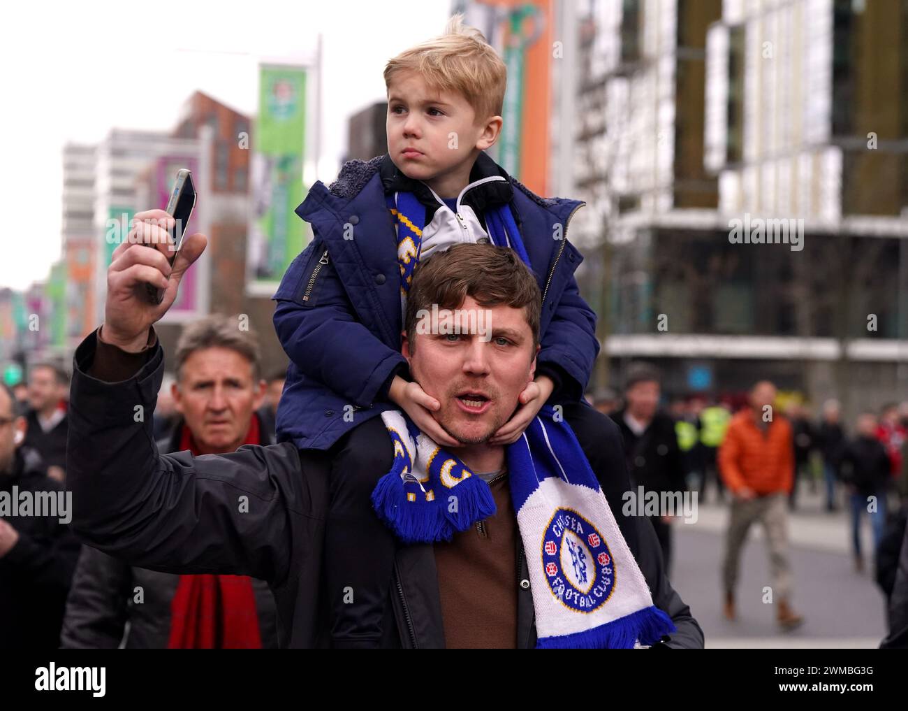 Chelsea fans outside the ground ahead of the Carabao Cup final at ...