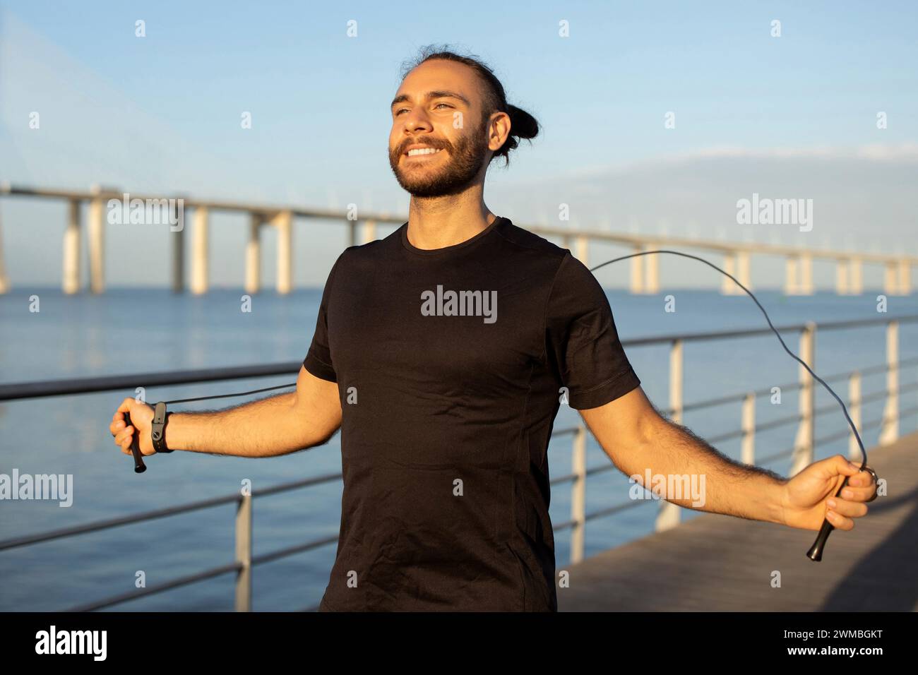 Man jumping rope and beach hi-res stock photography and images - Alamy