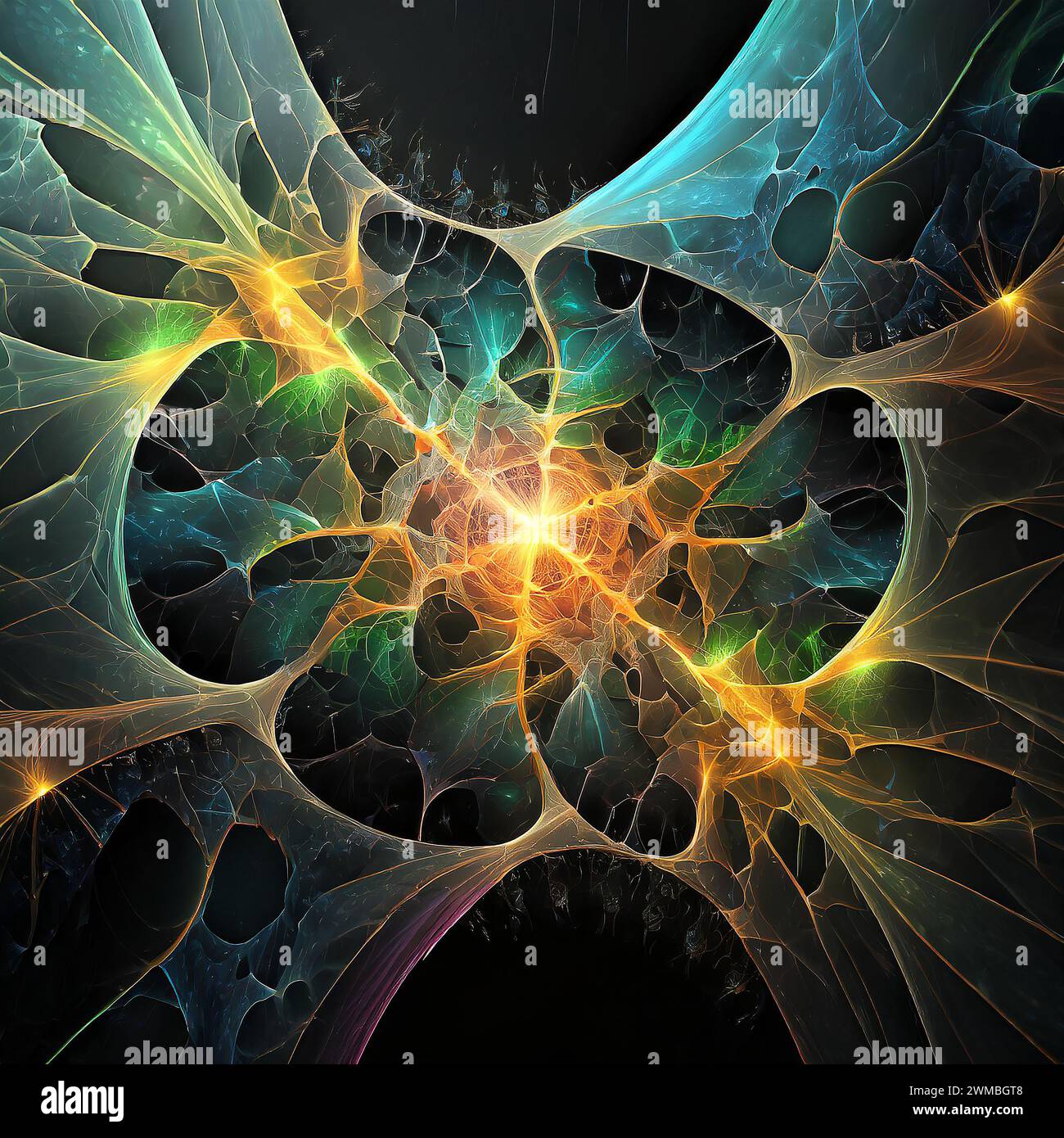 Abstract fractal vibrant intricate web of elemental material with ...