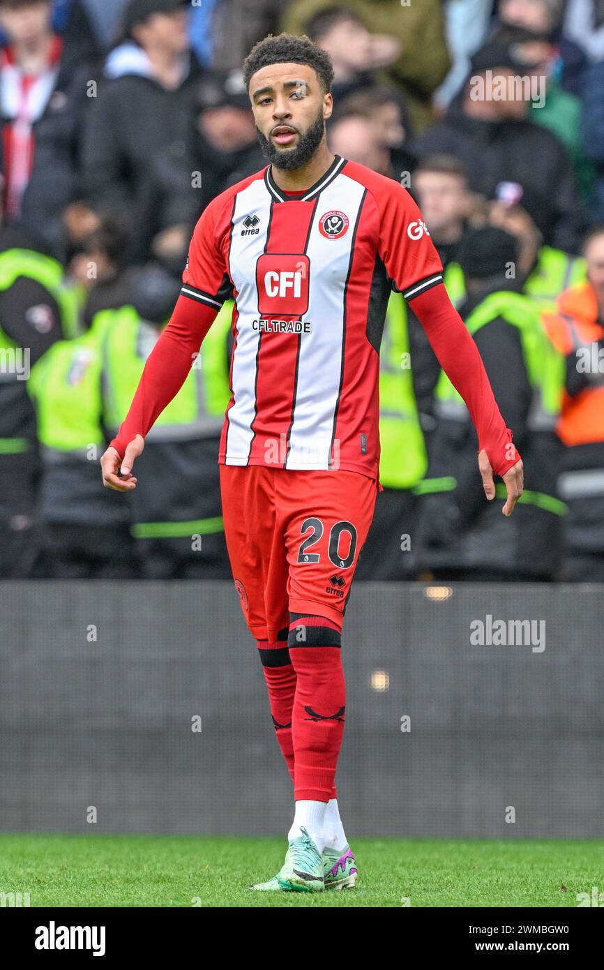 Jayden Bogle of Sheffield United during the Premier League match ...