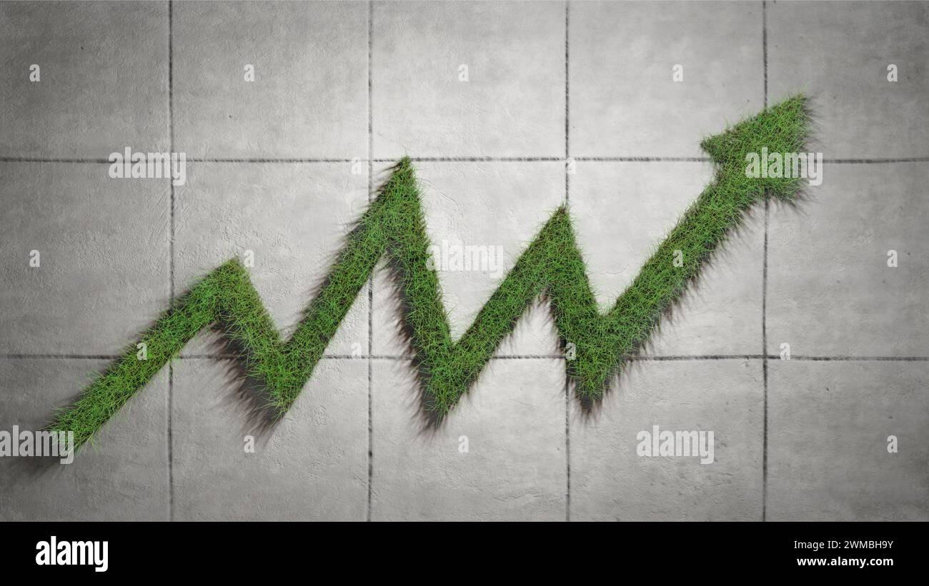Rising graph made of grass Stock Photo - Alamy