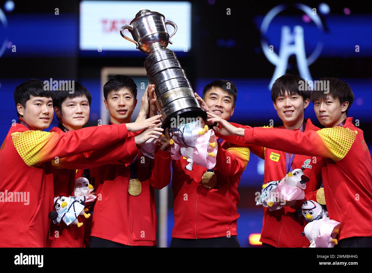 Busan, South Korea. 25th Feb, 2024. Team China celebrate with the ...