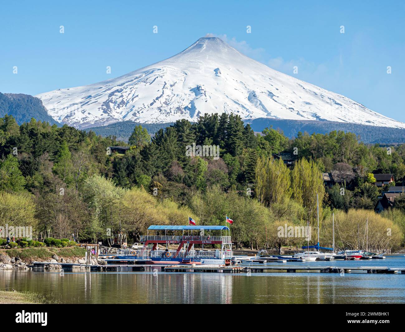 Wooden sculptures in Pucon, at lake Lago Villarica, La Auracania, Chile ...