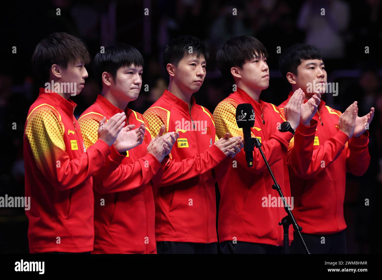 Busan, South Korea. 25th Feb, 2024. China's Lin Gaoyuan, Fan Zhendong, Ma Long, Wang Chuqin and ...