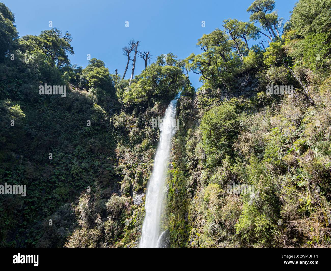 Waterfall Salto La China, valley of waterfalls east of Pucon, La ...