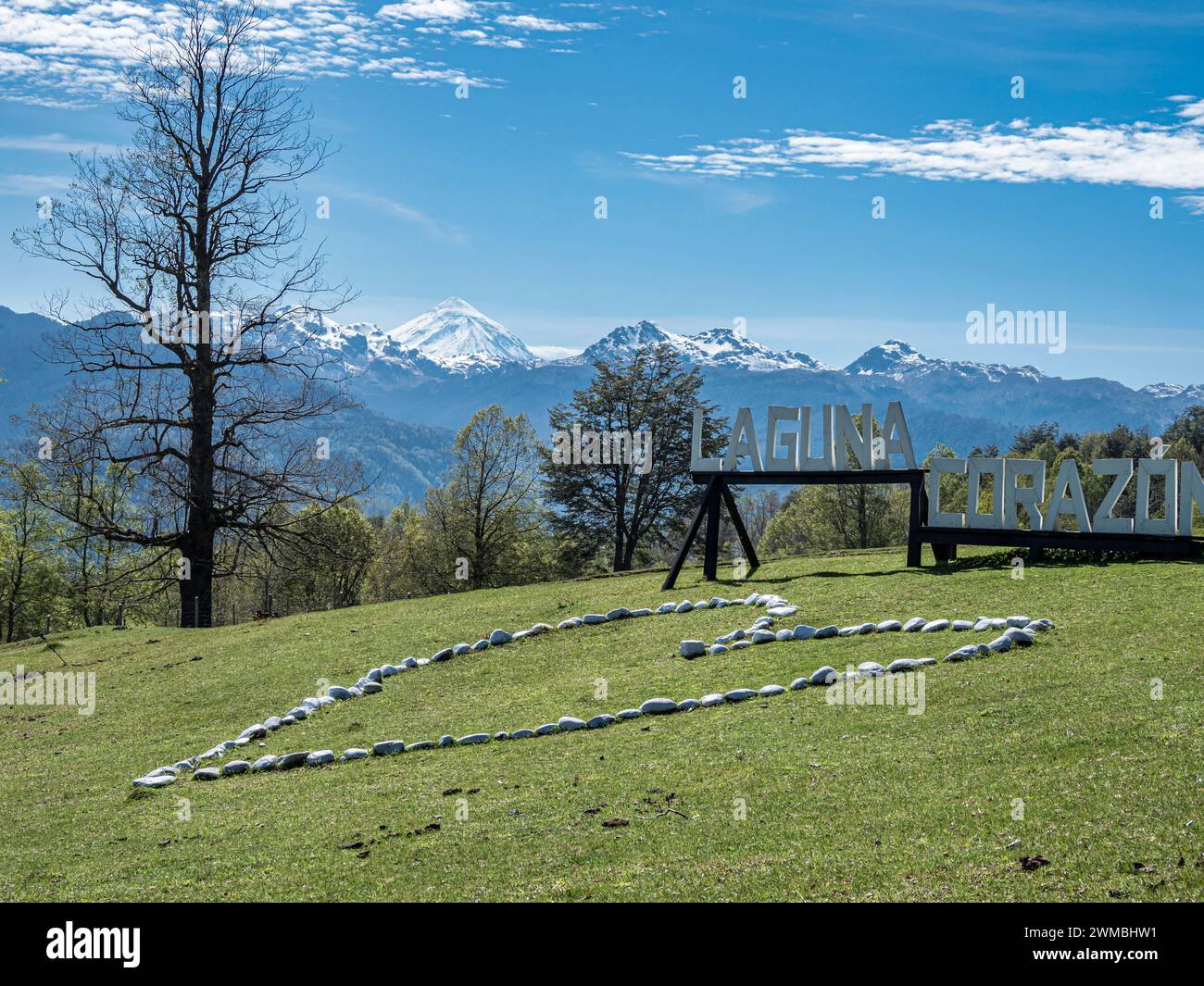 Large wooden letters buliding the words 'Laguna Corazon', parking lot ...