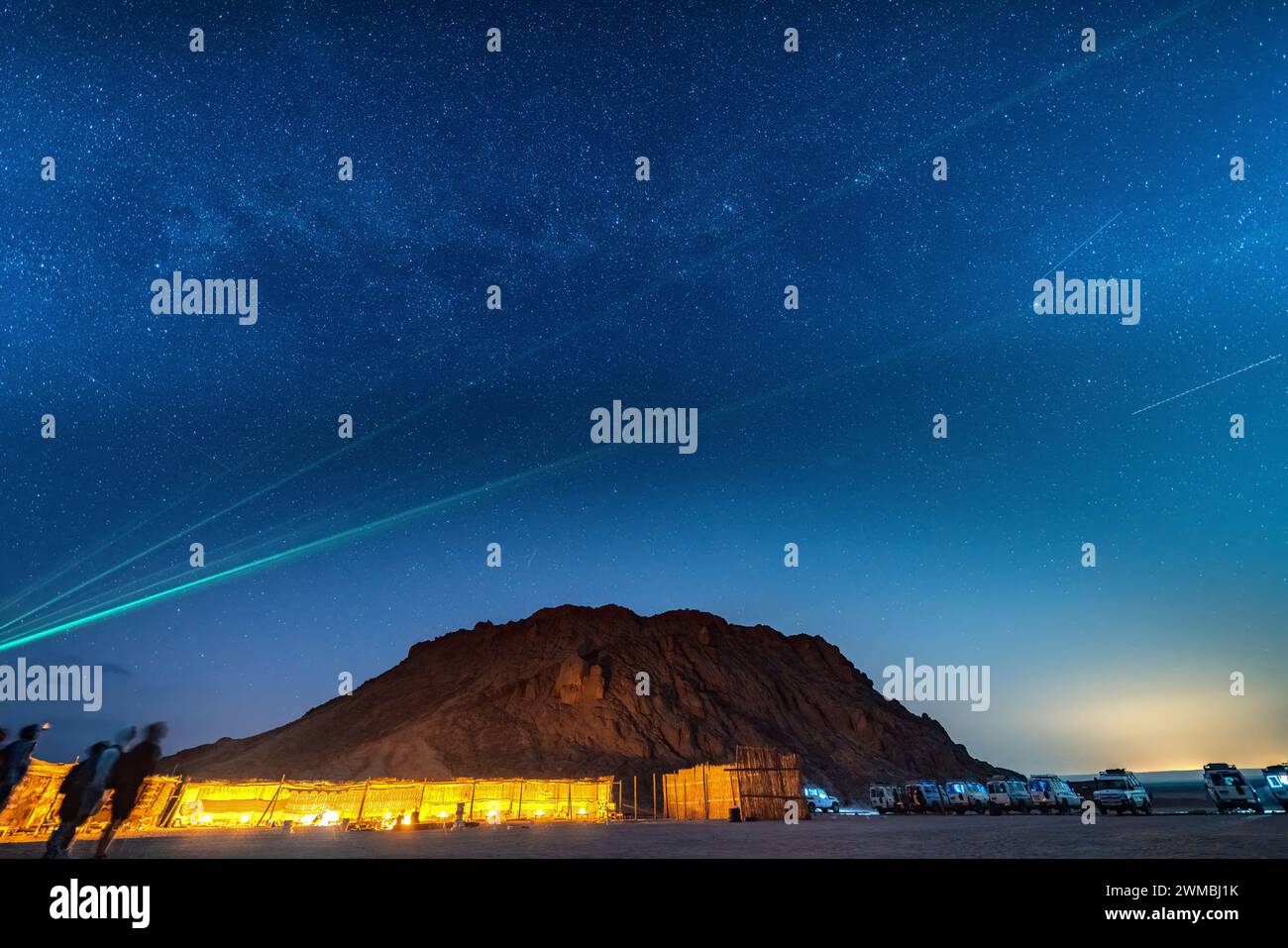 Scenic night photo of tourists star gazing at Red Sea Hills mountain ...