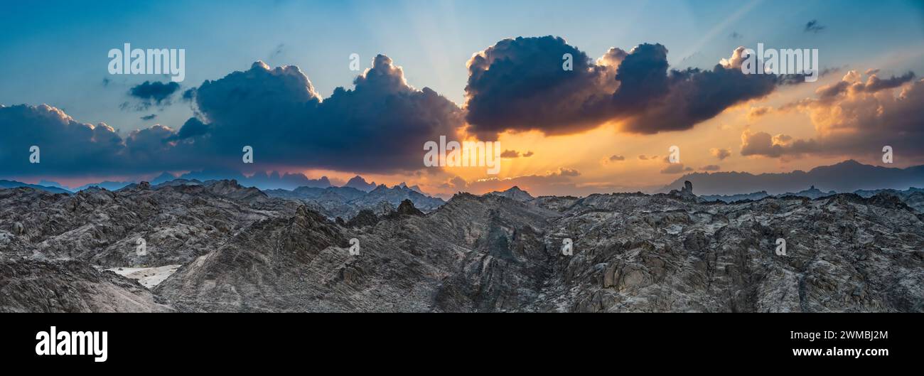 Scenic wide Sunset panorama over Red Sea Hills mountain chain. Very ...
