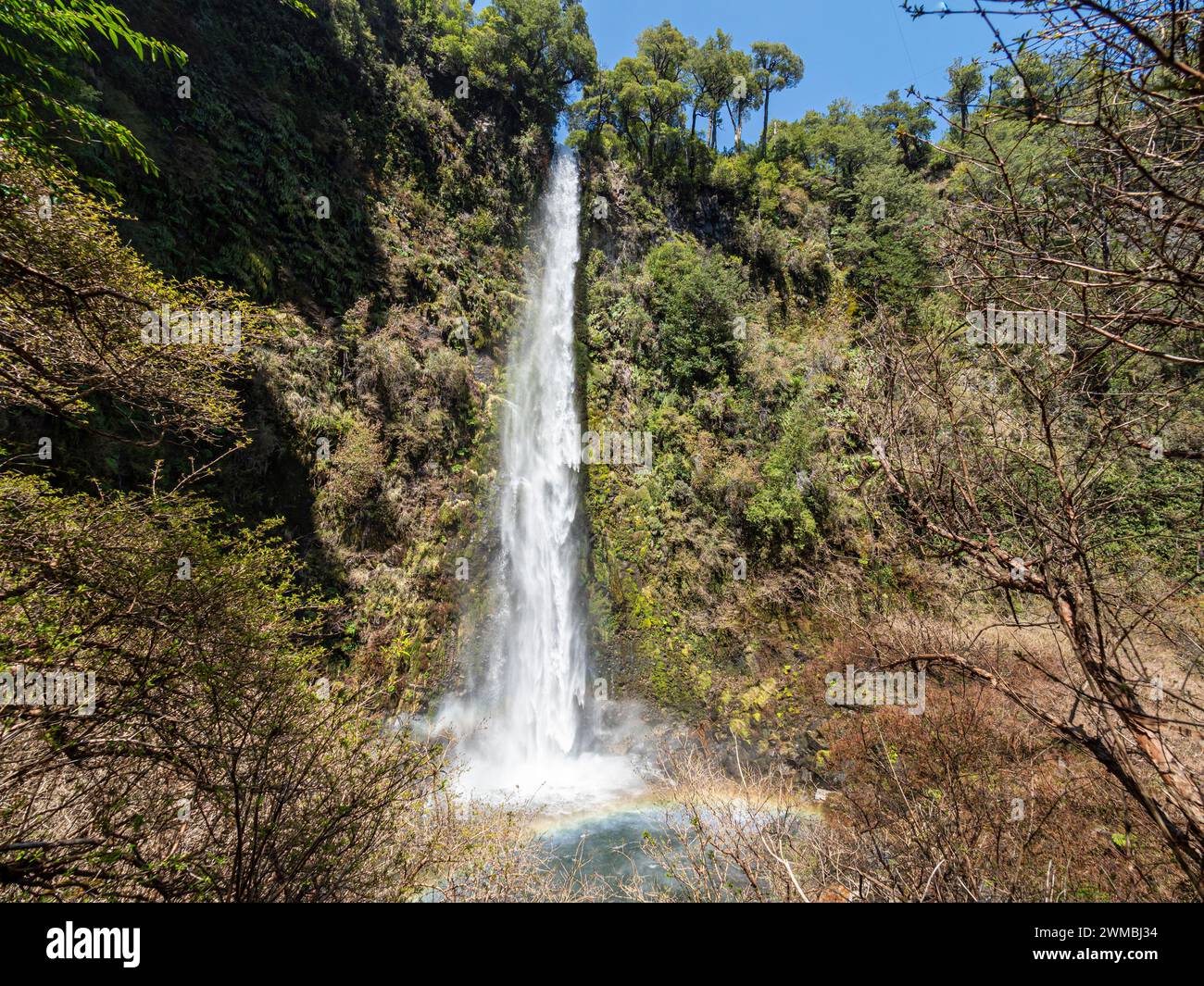 Waterfall Salto La China, valley of waterfalls east of Pucon, La ...