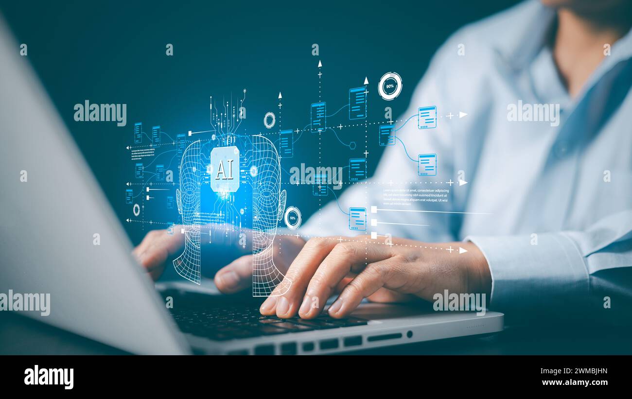 Virtual Intelligence, Ai documents search concept. Online documentation database and document ...