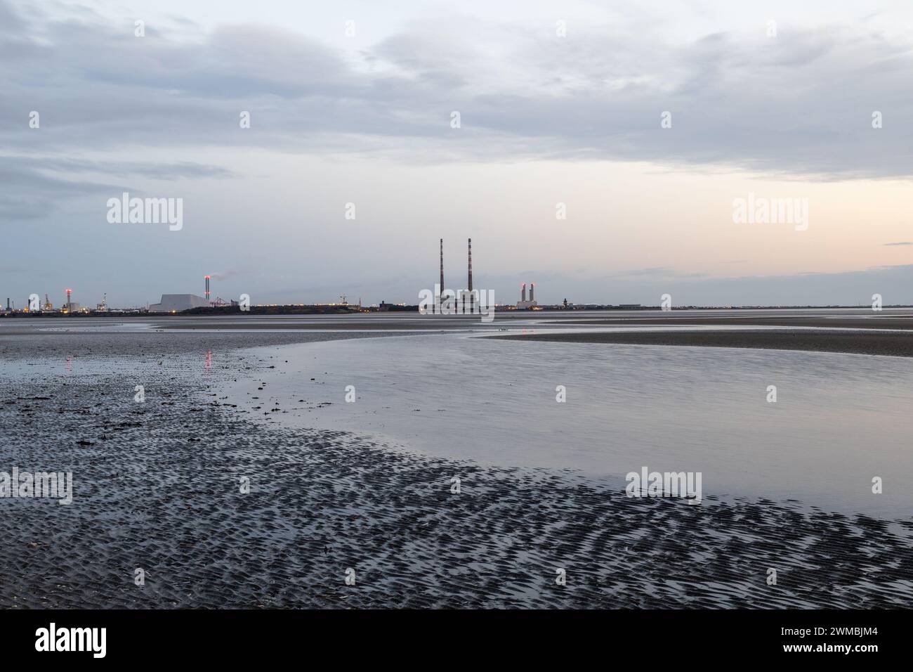 Early morning at Sandymount strand with Poolbeg towers in the distance ...